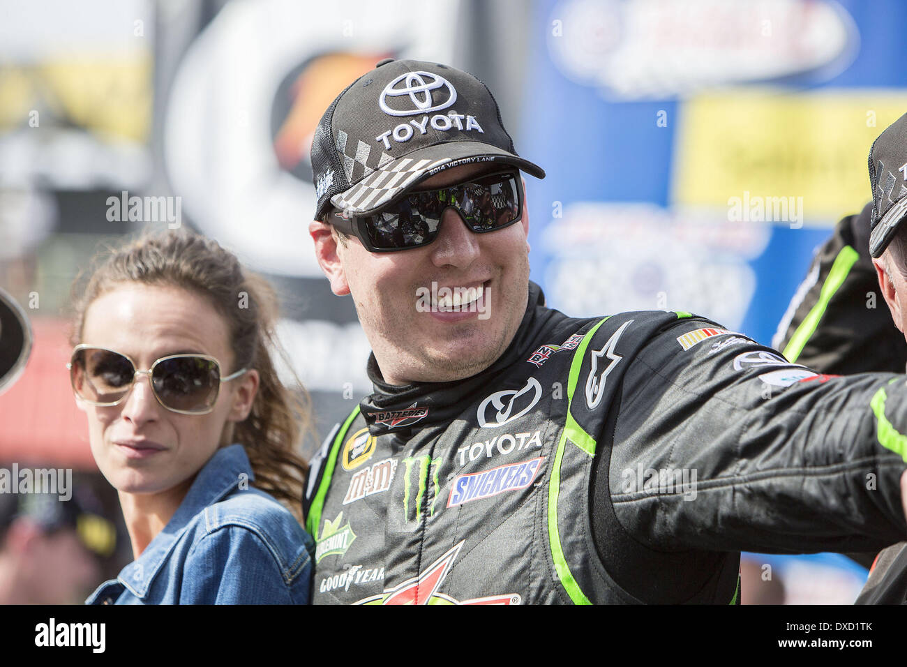 Fontana, California, US. 23rd Mar, 2014. Kyle Busch, driver of the #18 ...