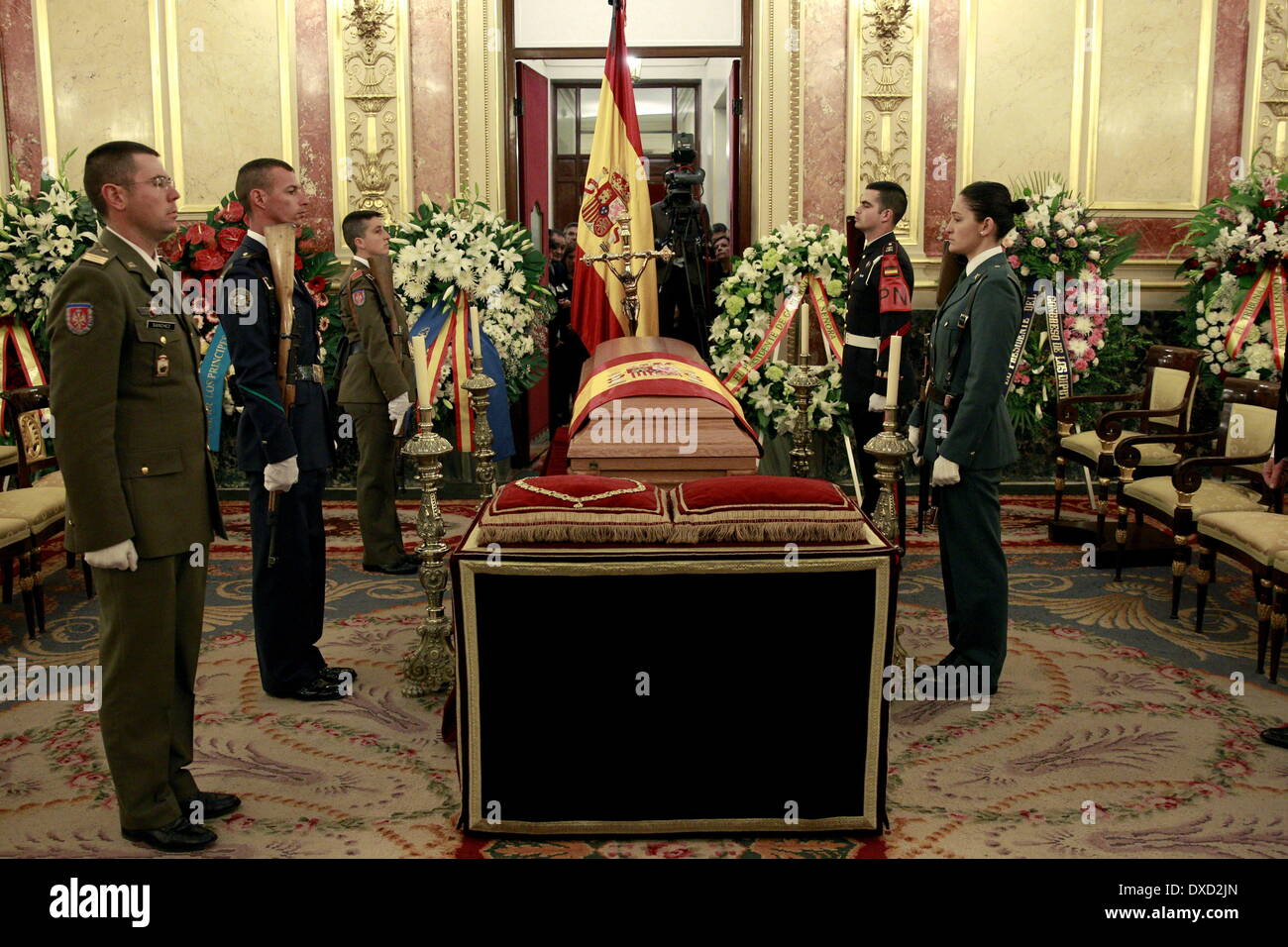 Madrid, Spain. 24th Mar, 2014. The coffin of Spain's former Prime ...