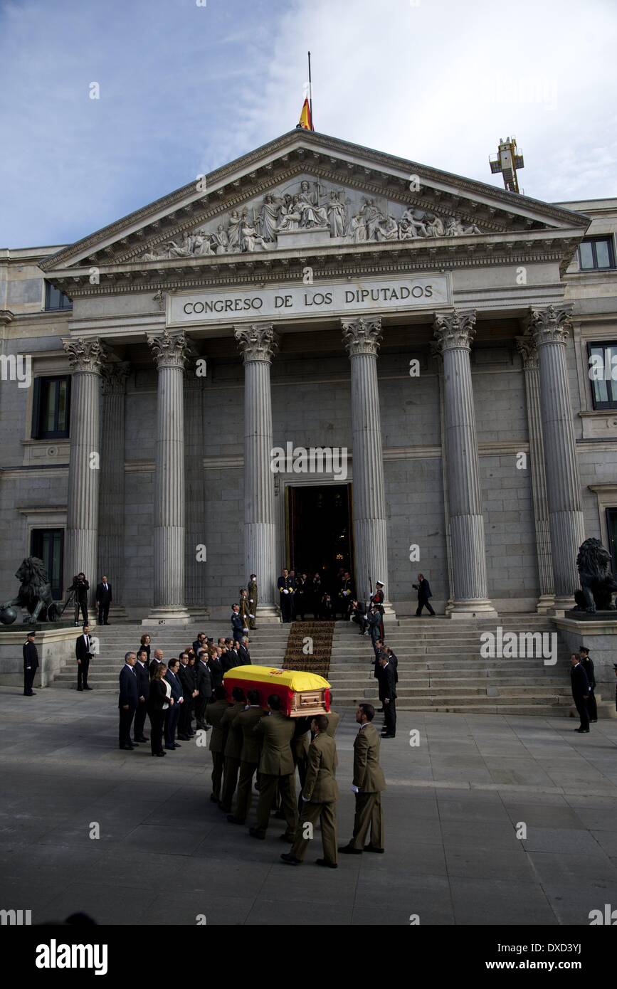 Madrid, Spain. 24th Mar, 2014. The coffin of Spain's former Prime ...