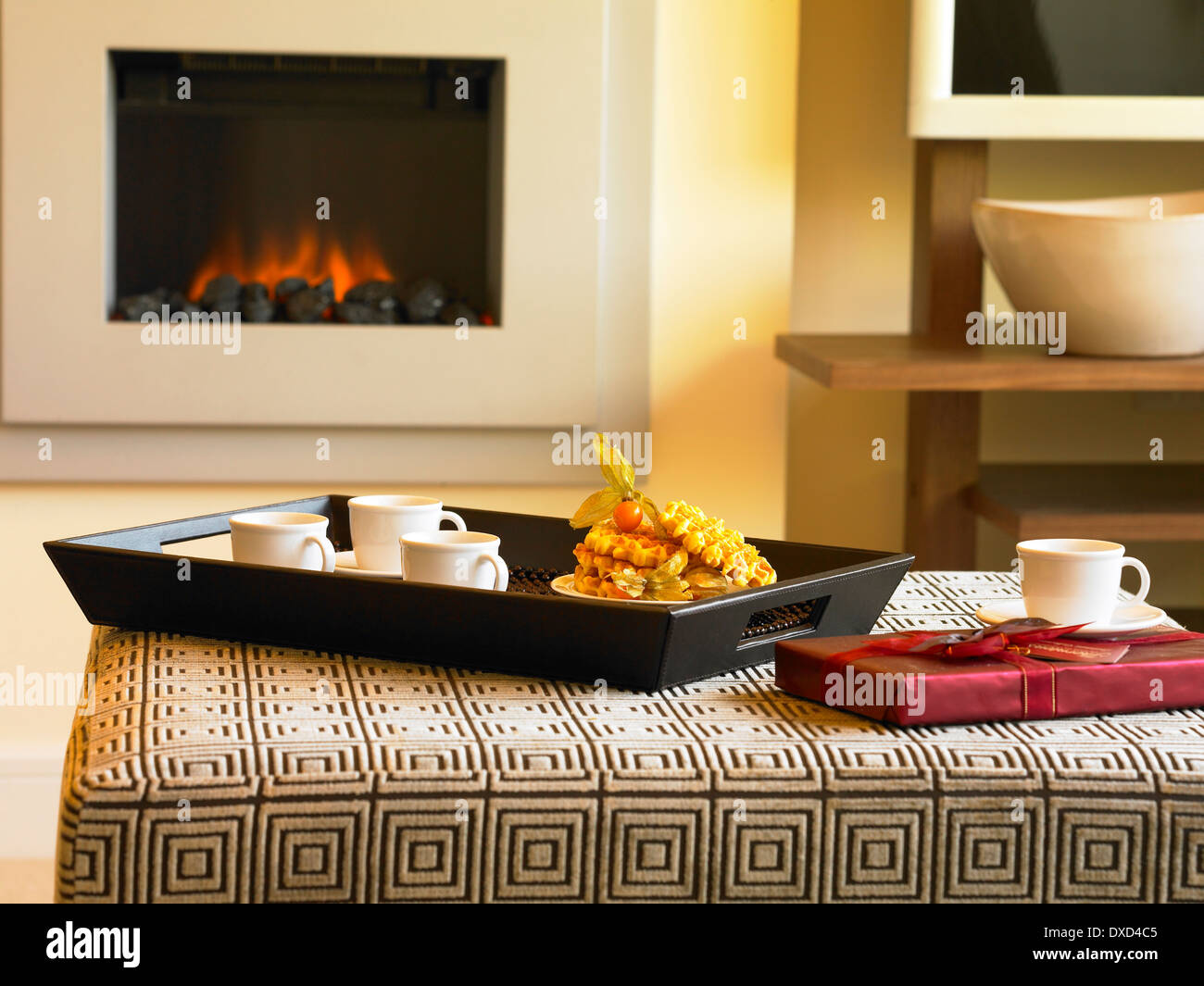 Coffee and fireplace Stock Photo - Alamy