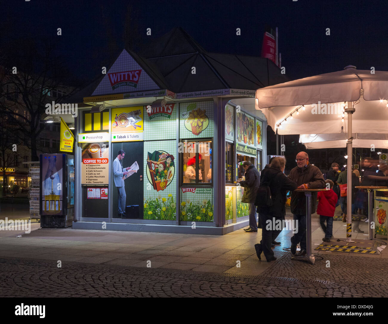 German Wurst stall, traditional German bratwurst sausage seller, street ...