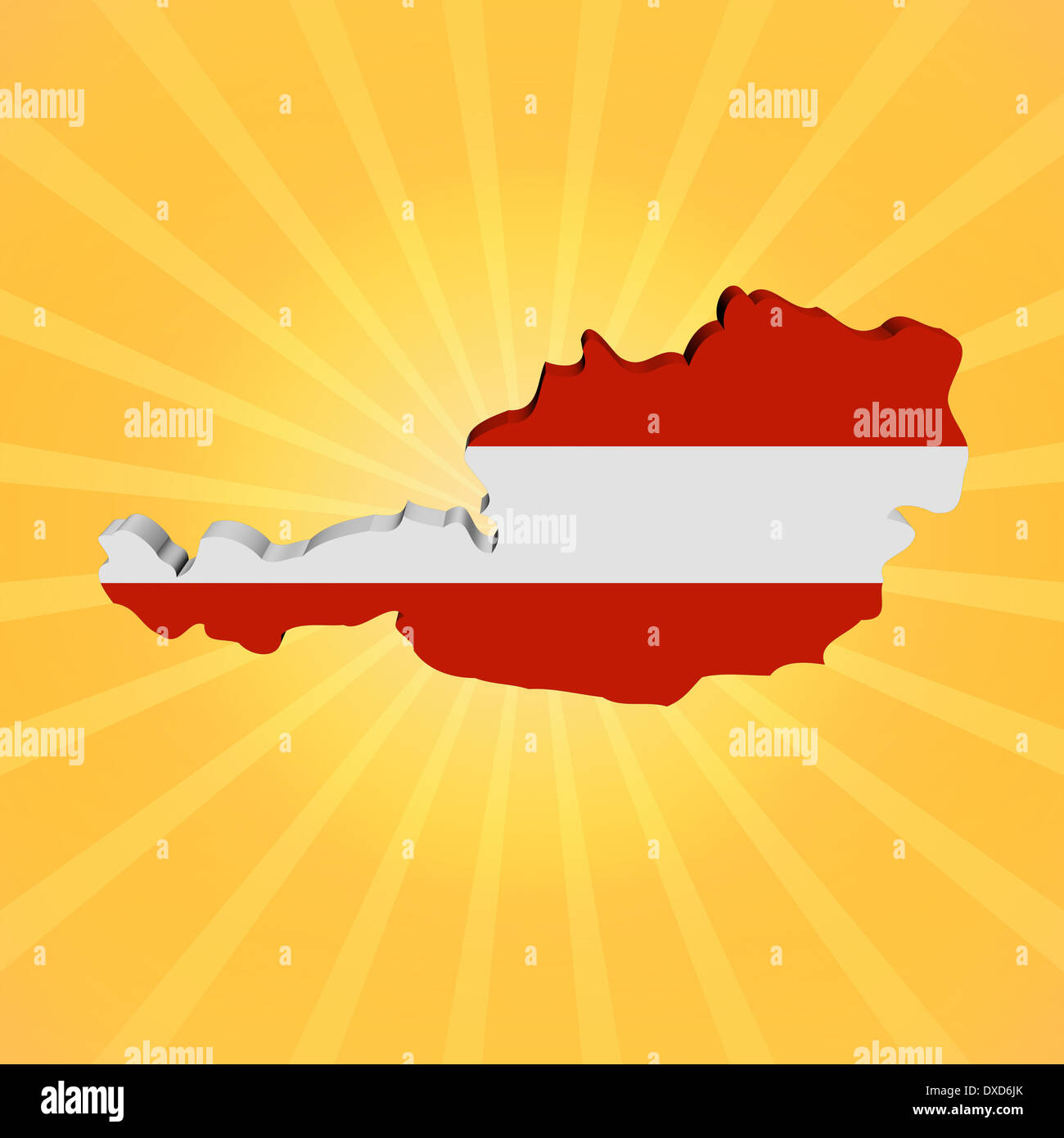 Austria map flag on sunburst illustration Stock Photo - Alamy