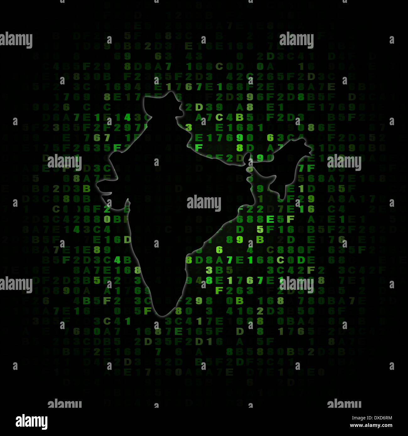 India map silhouette on hex code illustration Stock Photo - Alamy