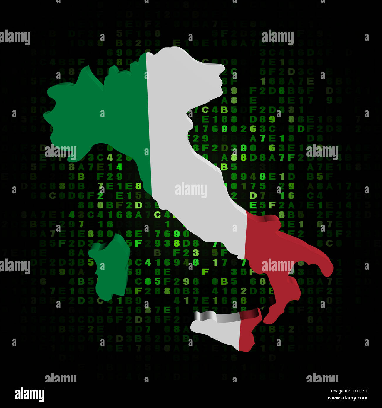 Italy map flag on hex code illustration Stock Photo - Alamy