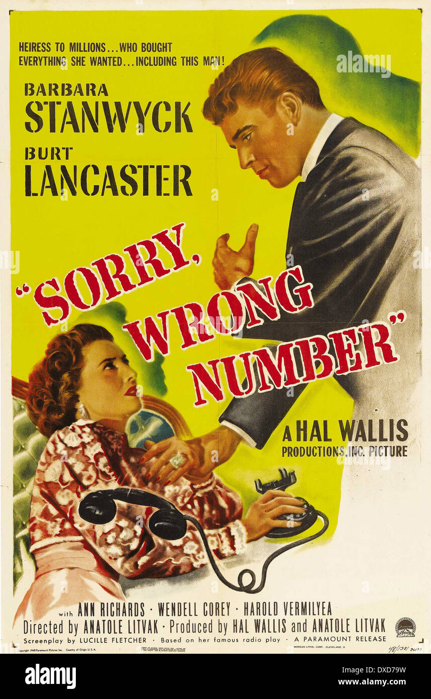 Sorry wrong number movie poster hi-res stock photography and images - Alamy
