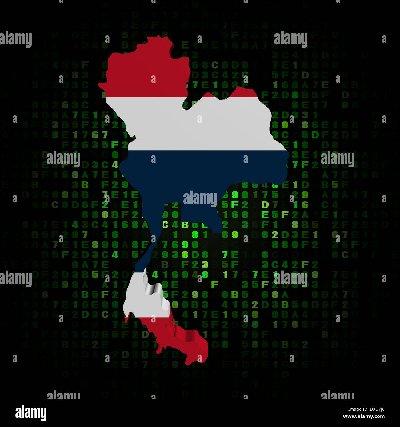 Thailand map flag on hex code illustration Stock Photo - Alamy