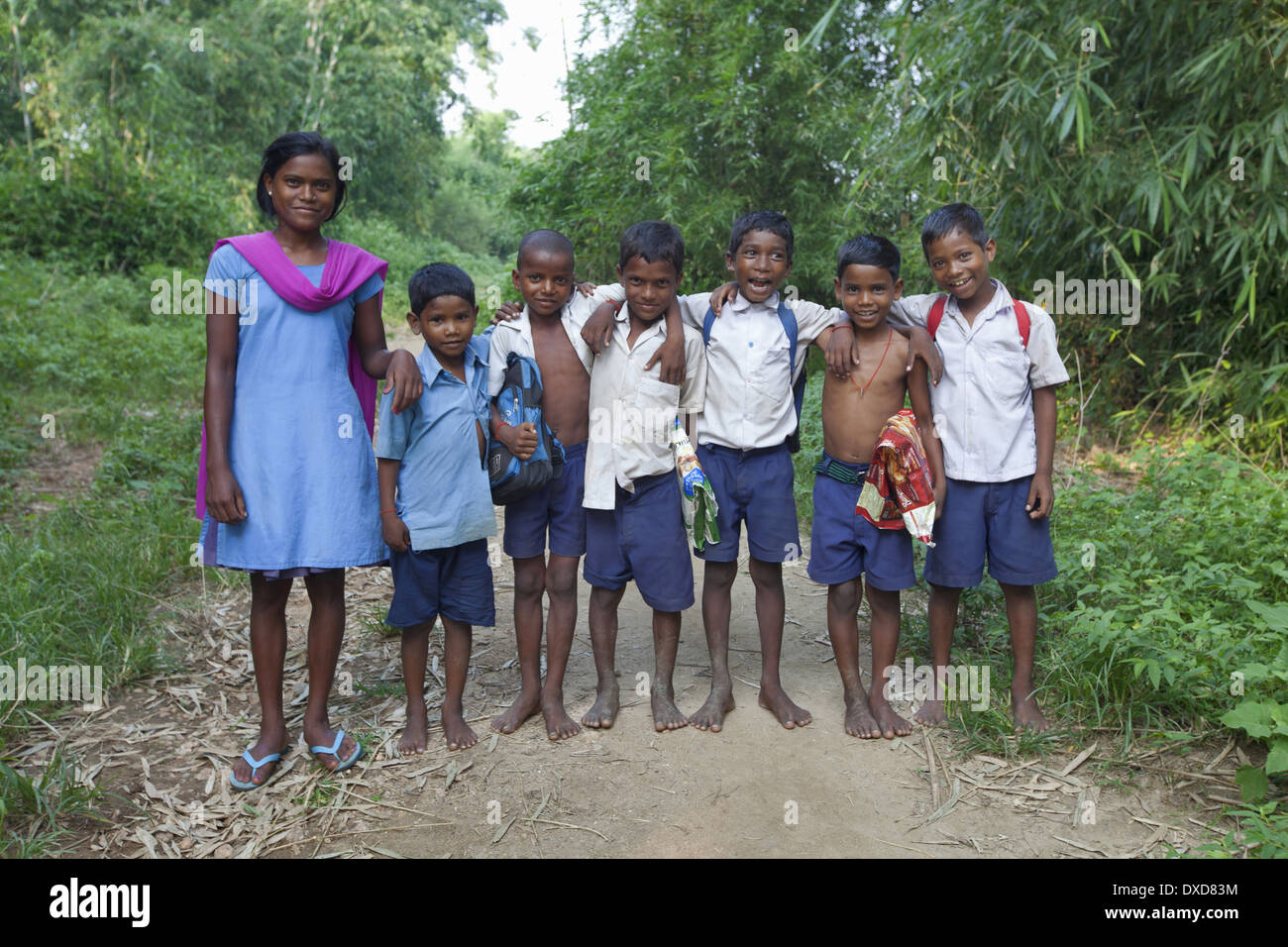Tribal school going students. Soren tribe. Jamuniatand village, Bokaro ...