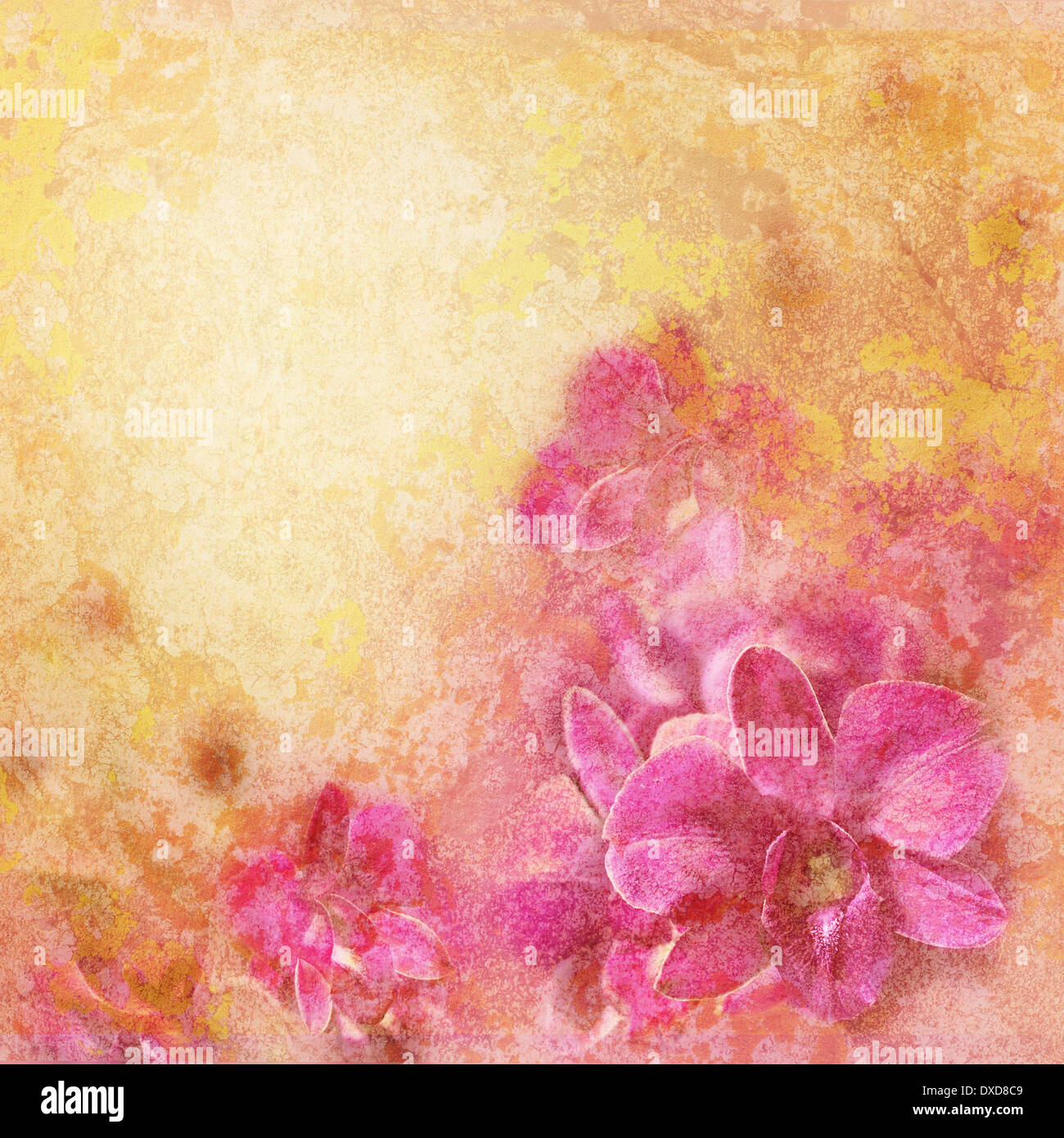 Grunge texture with abstract romantic floral background. Pink tropical ...