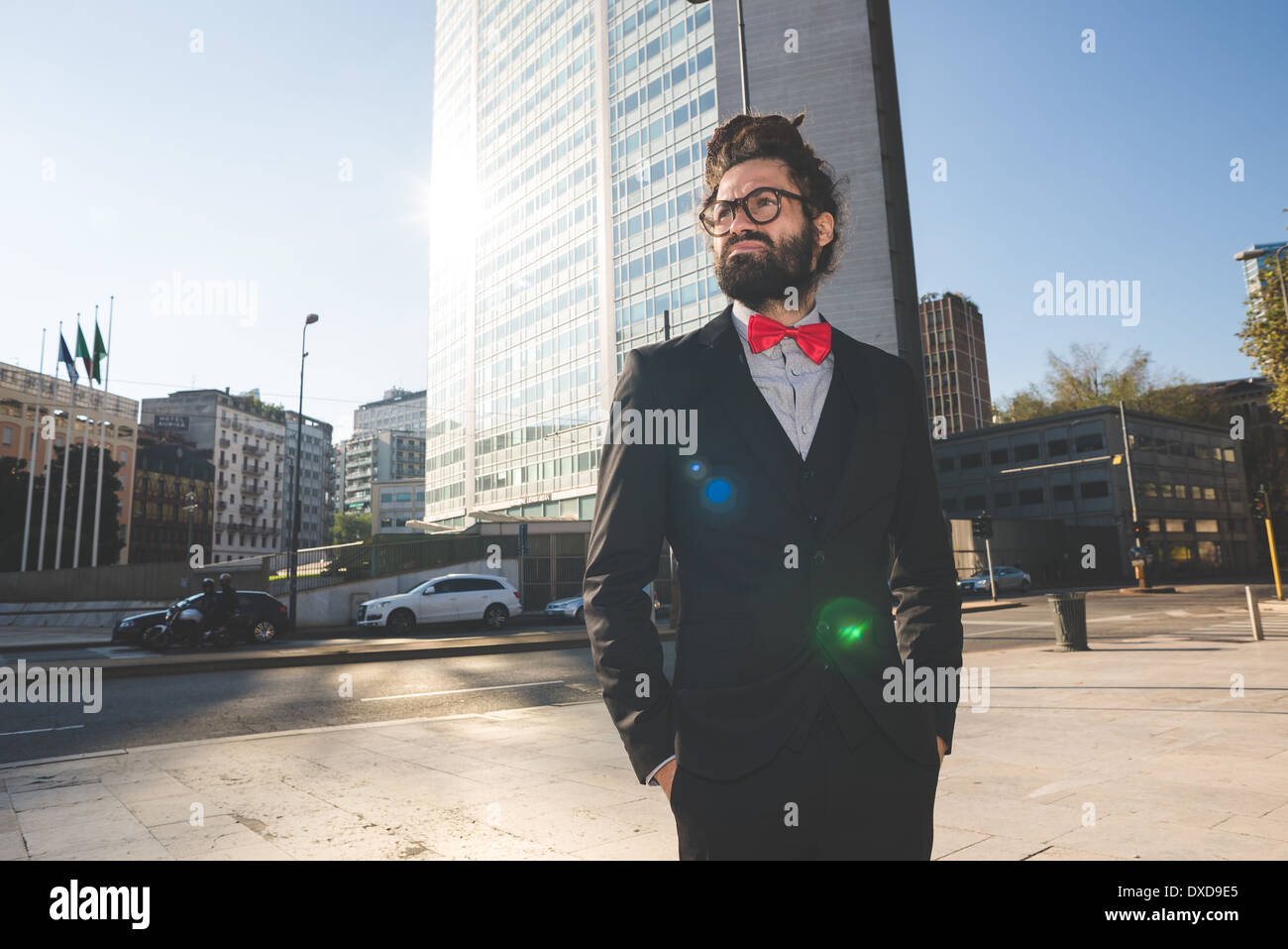 Stylish elegant dreadlocks businessman in business landscape Stock ...