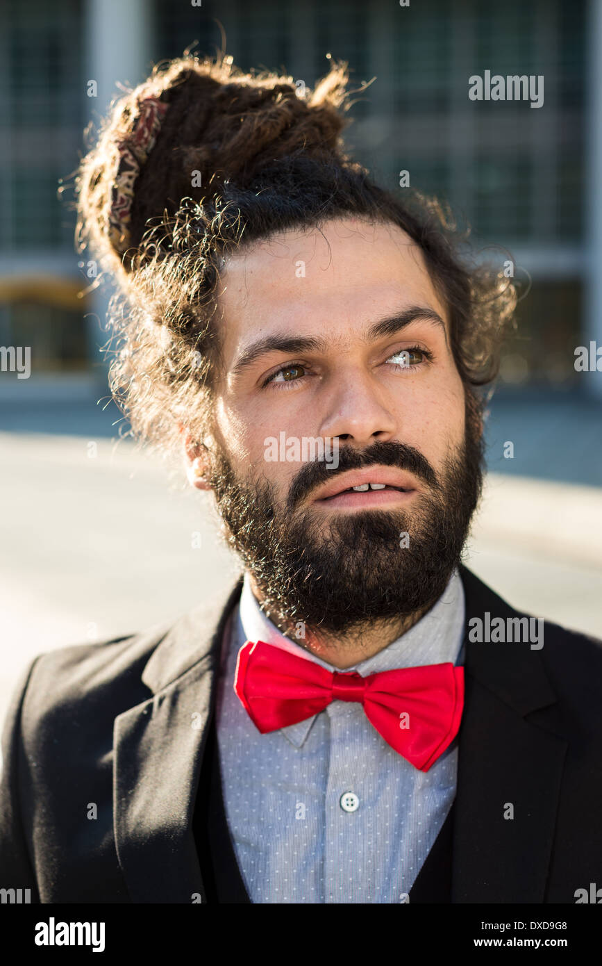 Stylish elegant dreadlocks businessman in business landscape Stock ...