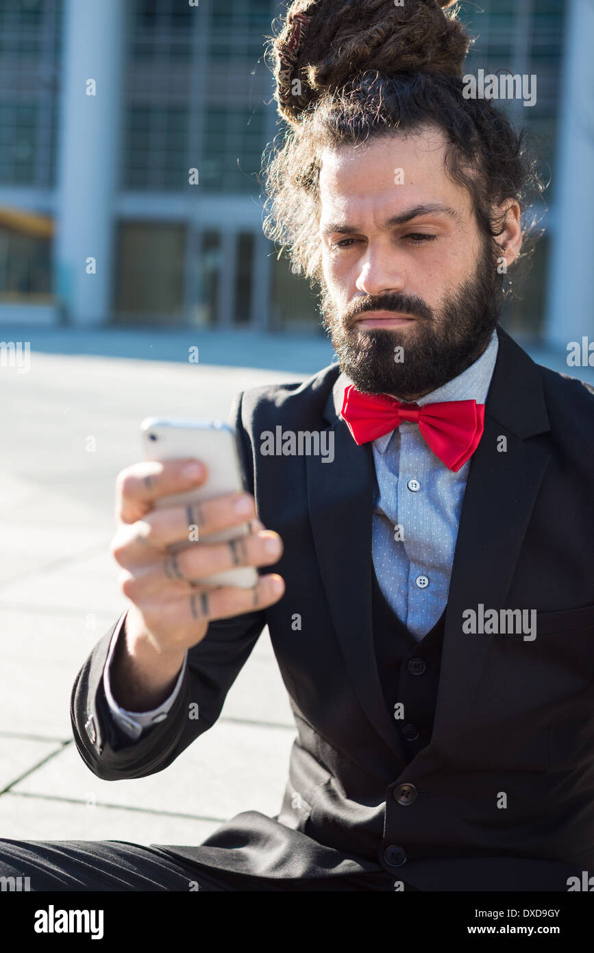 Stylish elegant dreadlocks businessman in business landscape Stock ...