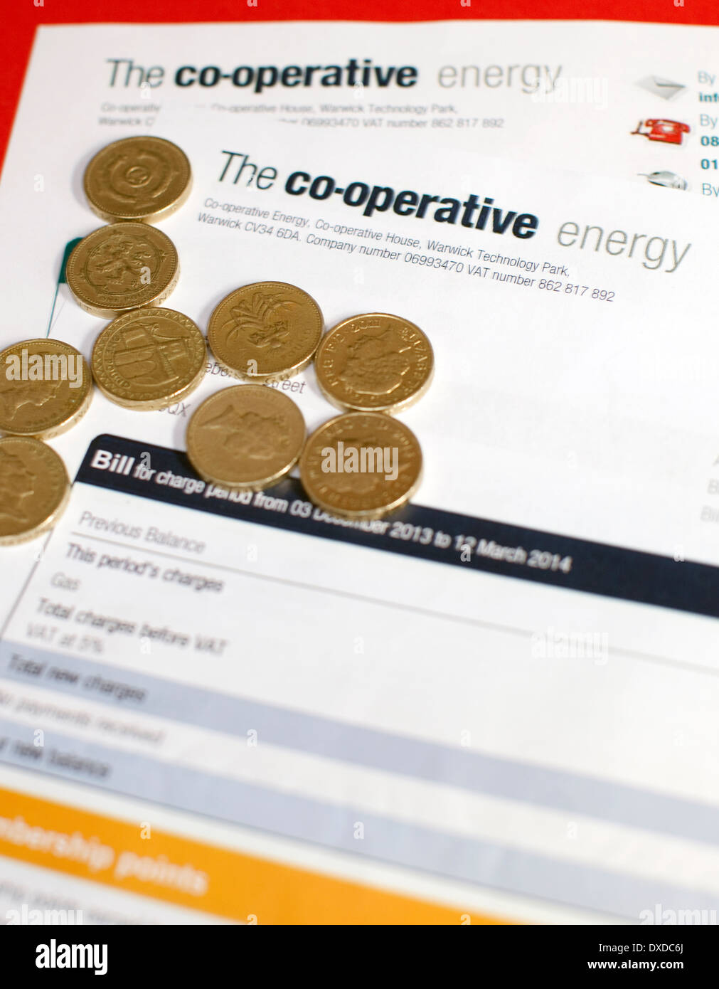 Co-operative Energy bills and money, London Stock Photo - Alamy