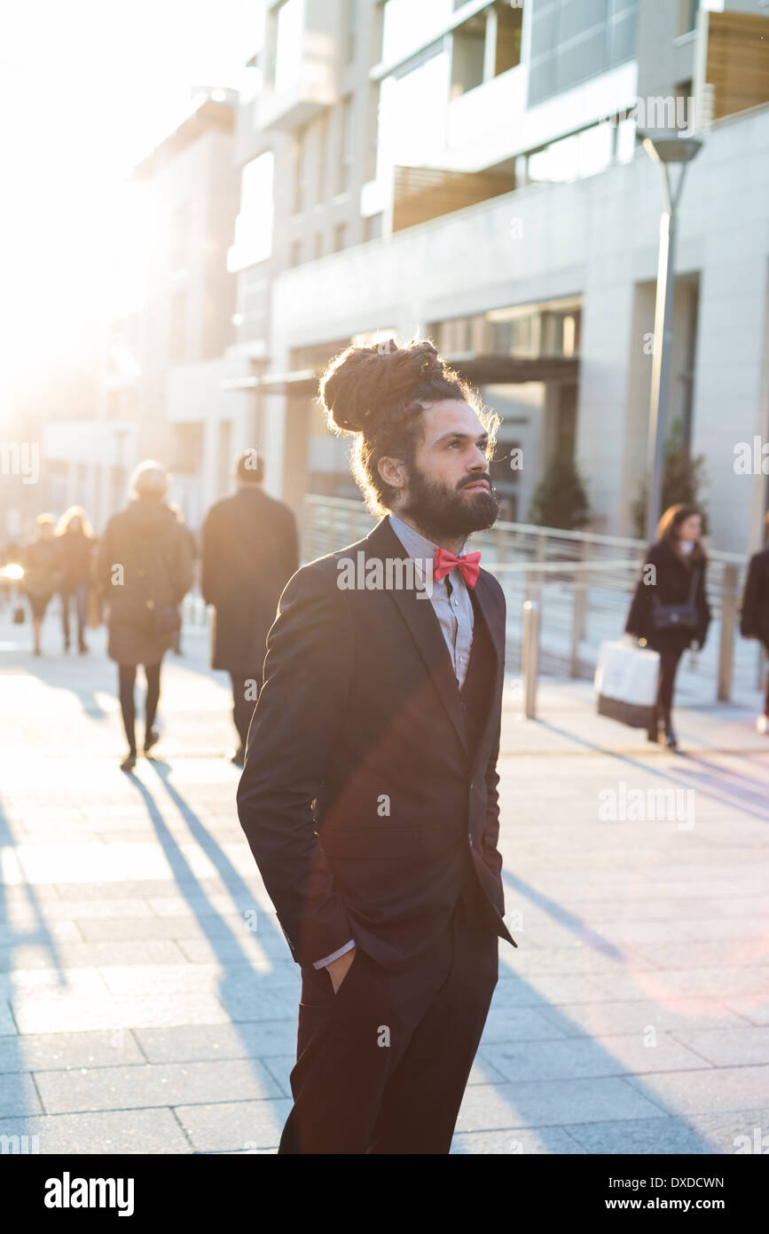 Stylish elegant dreadlocks businessman in business landscape Stock ...