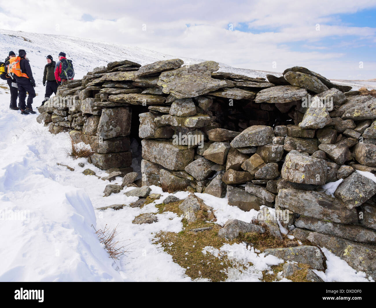 Old stone peat house used for drying peat in hills of Snowdonia ...