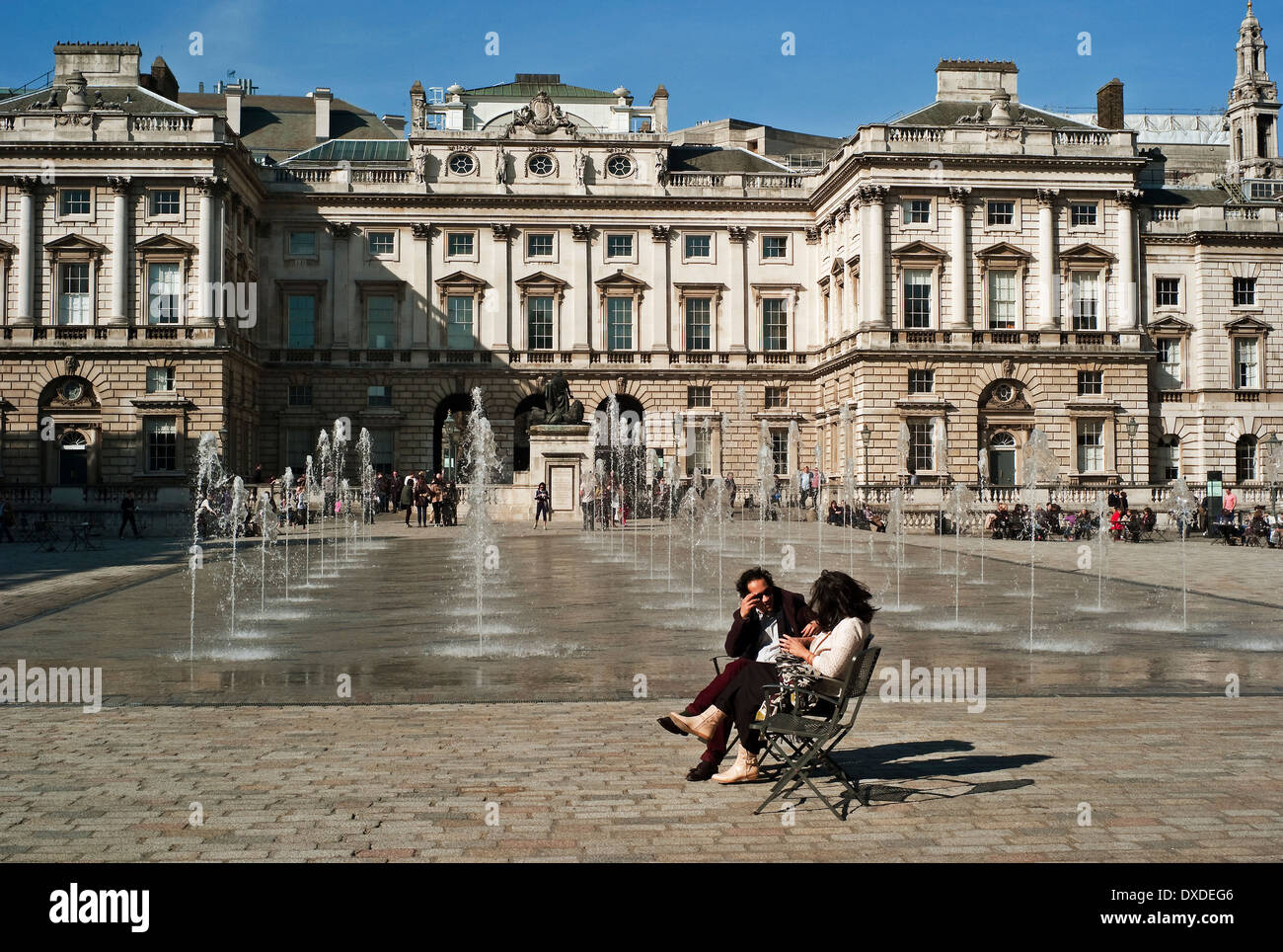Somerset House London interior courtyard fountains Stock Photo - Alamy