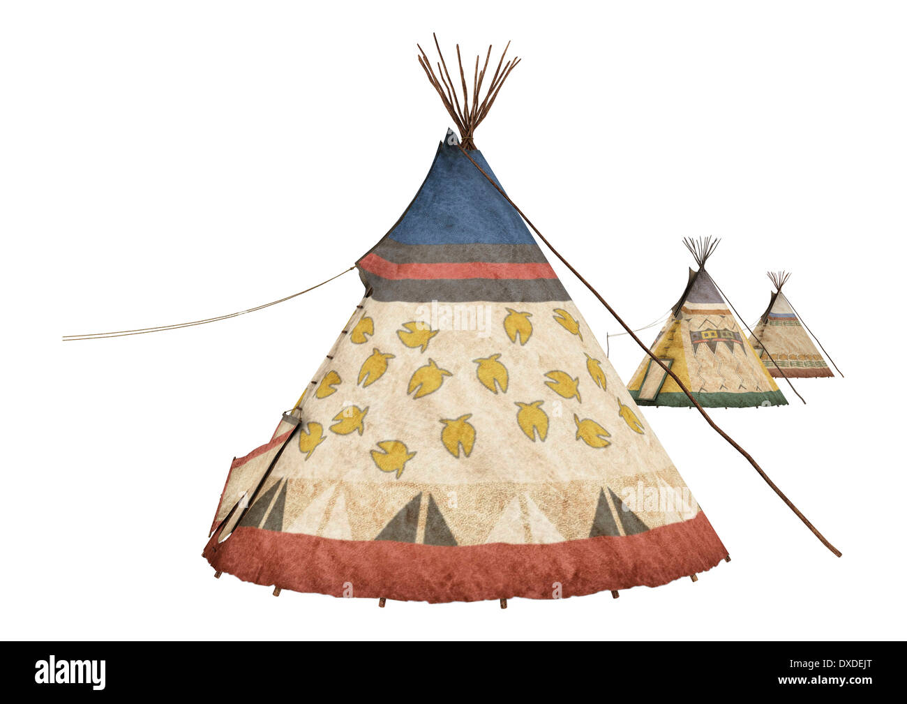 3D digital render of a native American teepees isolated on white ...