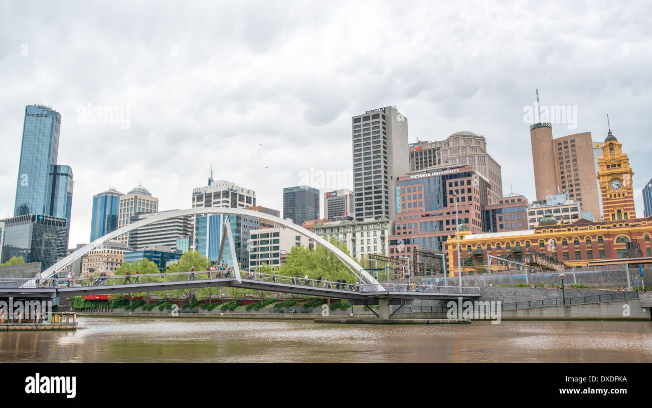 This is an image of the city skyline and waterfront of Melbourne ...