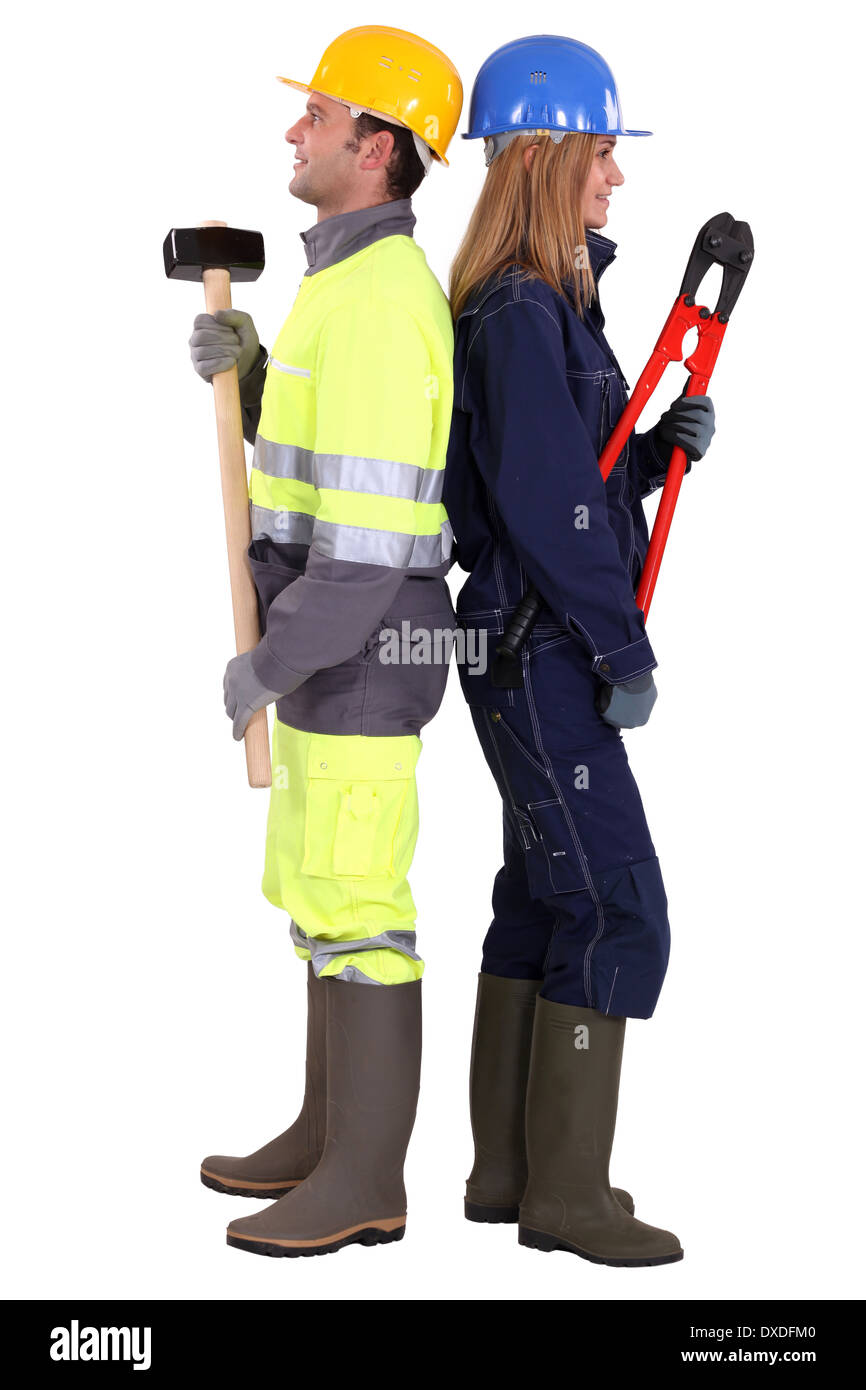 Construction workers employees Cut Out Stock Images & Pictures - Alamy