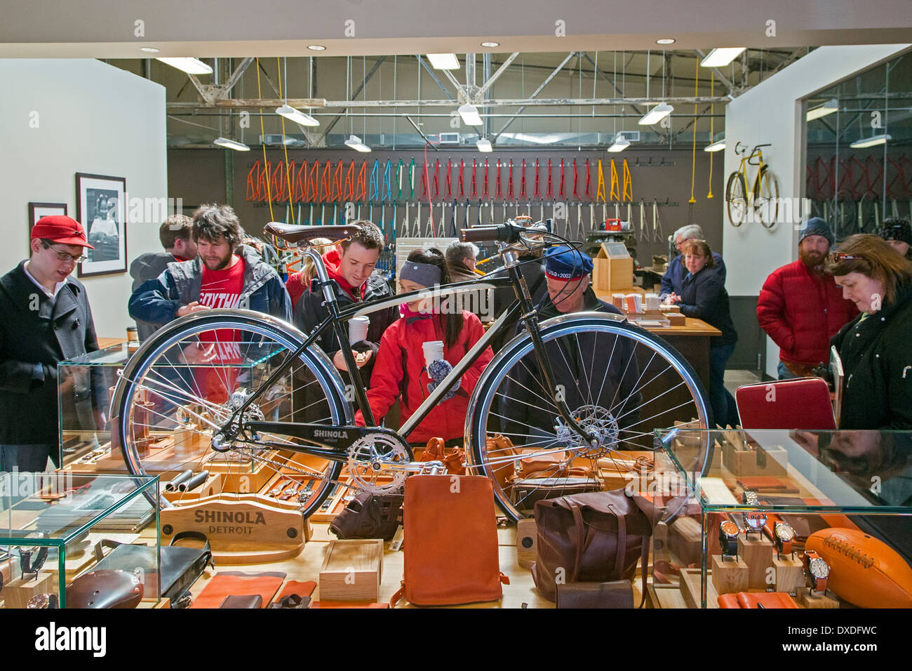 People shop at the retail Shinola store in midtown Detroit Stock Photo ...