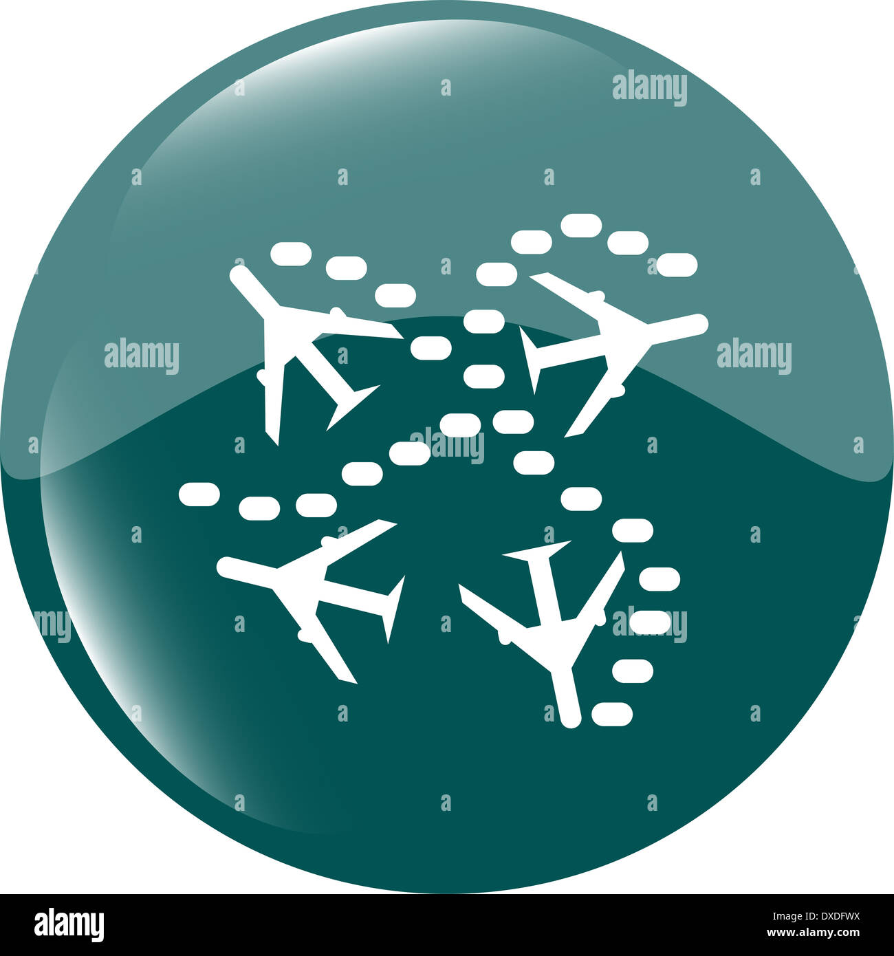 Plane set on icon glossy button isolated on white Stock Photo - Alamy