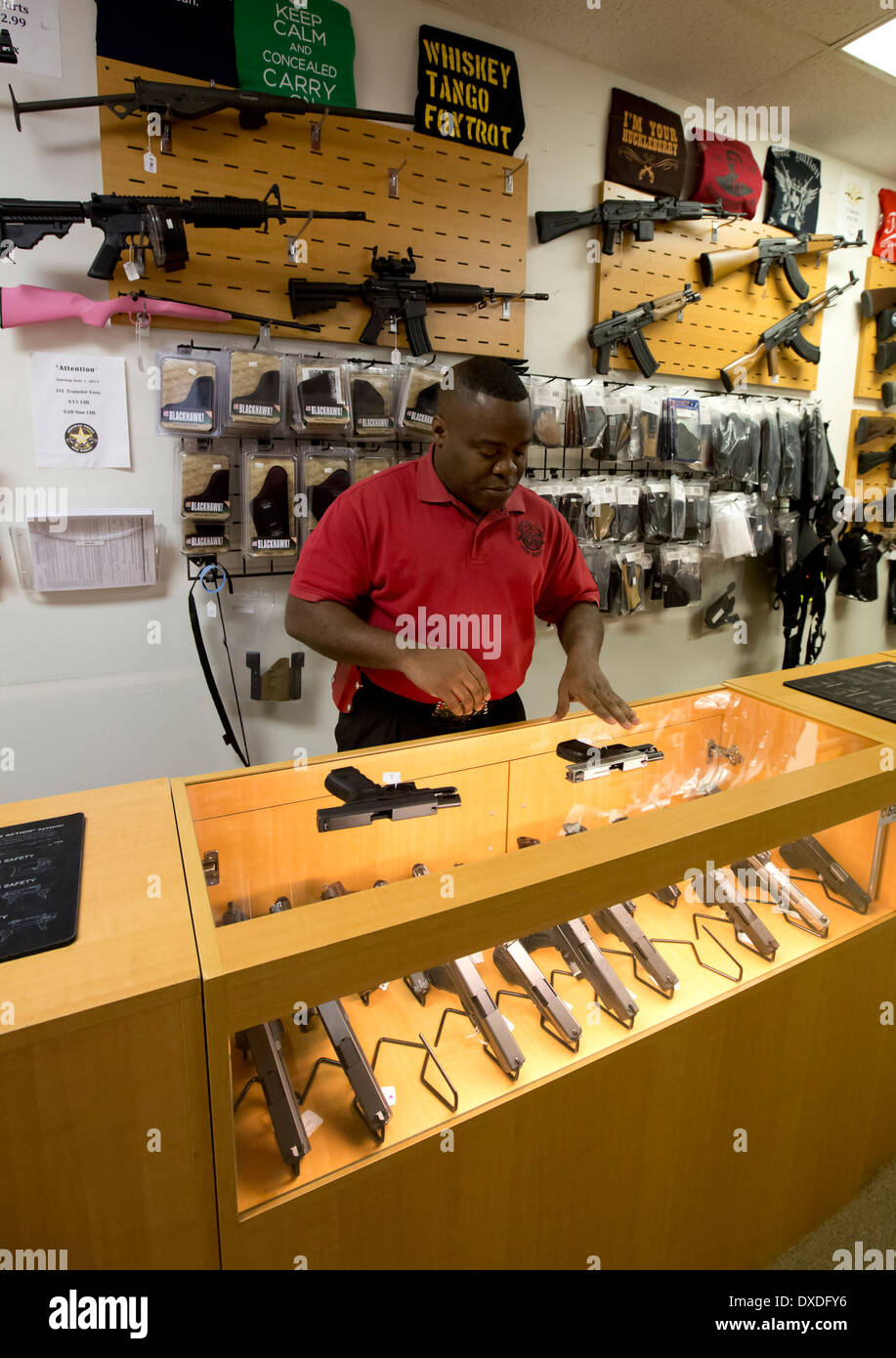 gun store in Austin, Texas includes small handguns and rifles Stock ...