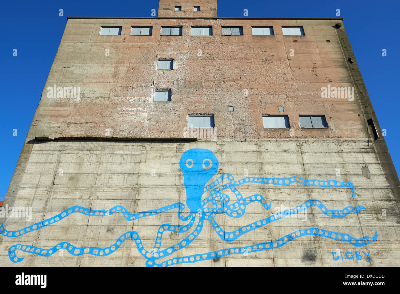 Octopus painted on disused warehouse, Ipswich, Suffolk, UK Stock Photo ...