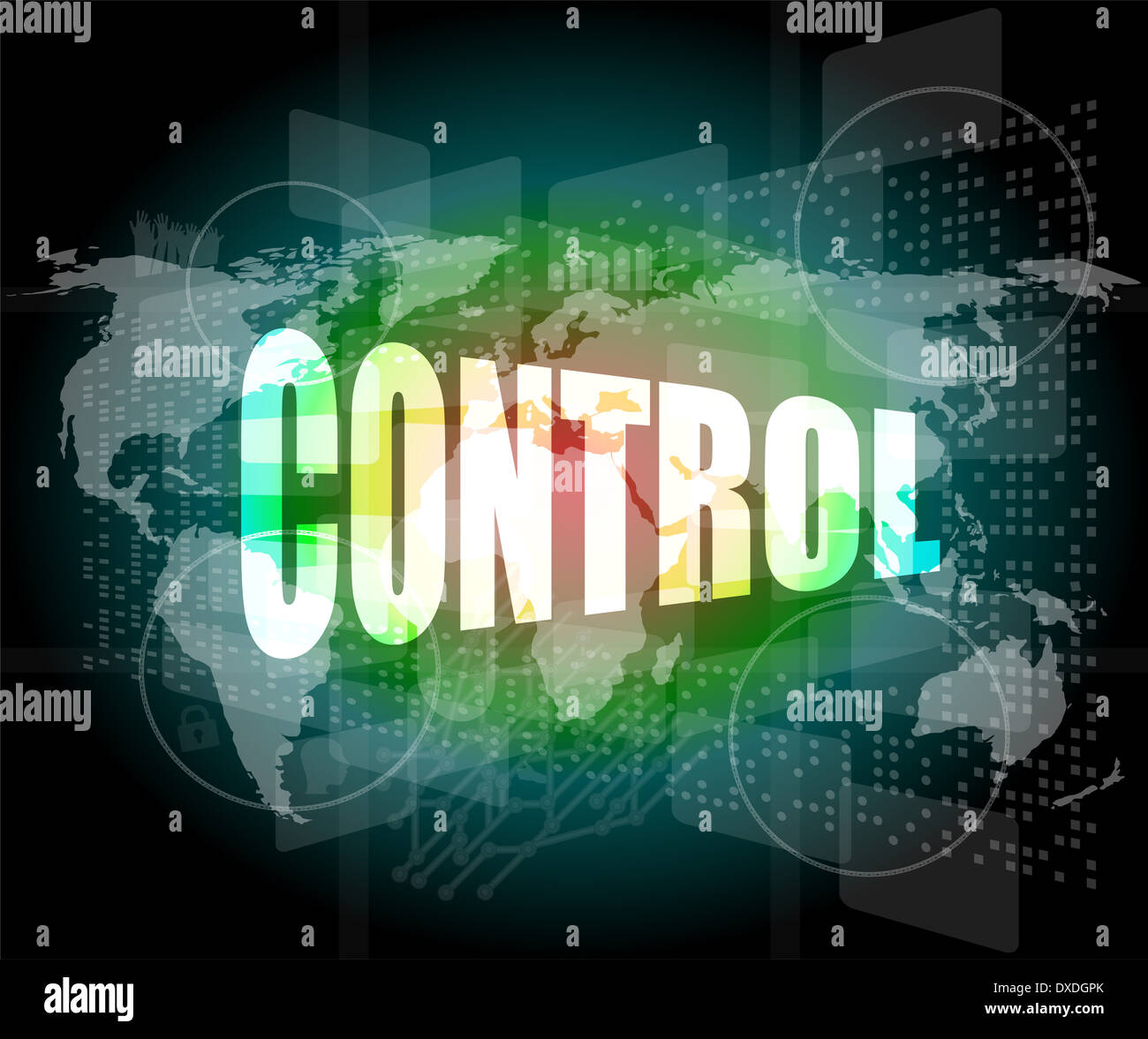 control word on digital touch screen interface hi technology Stock ...