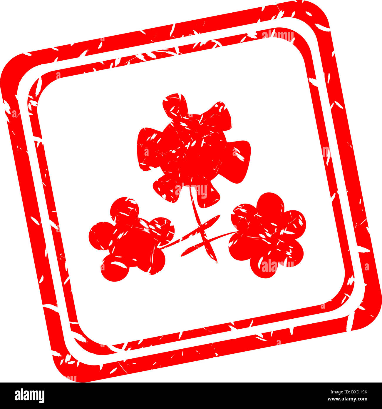 flower symbol on red grunge web stamp Stock Photo - Alamy
