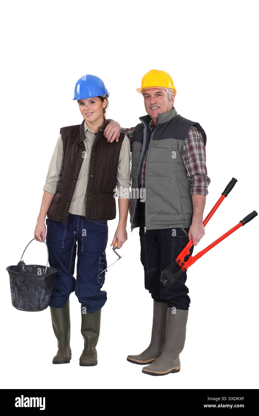 Two construction workers Stock Photo - Alamy