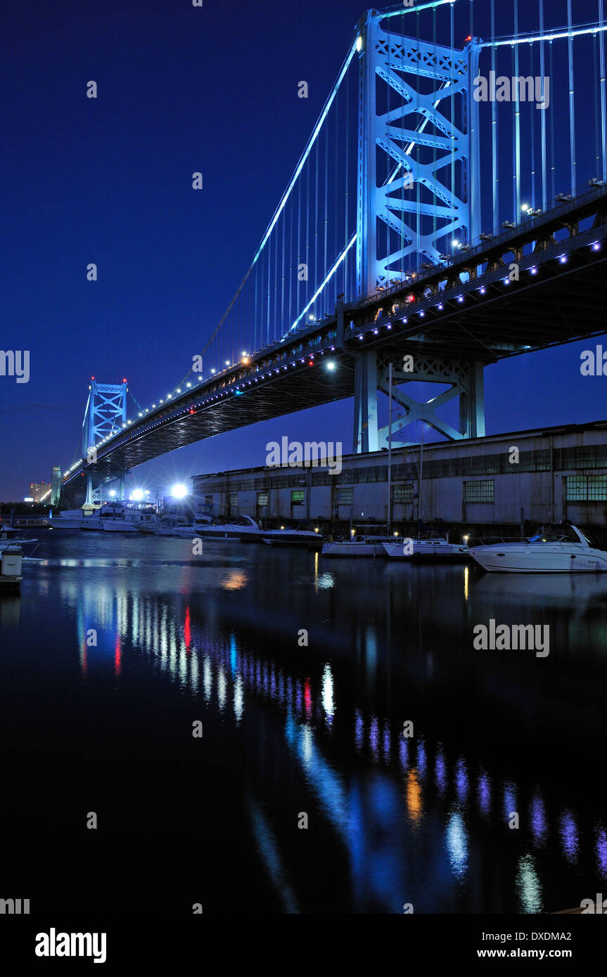 Benjamin Franklin Bridge spanning the Delaware River between ...