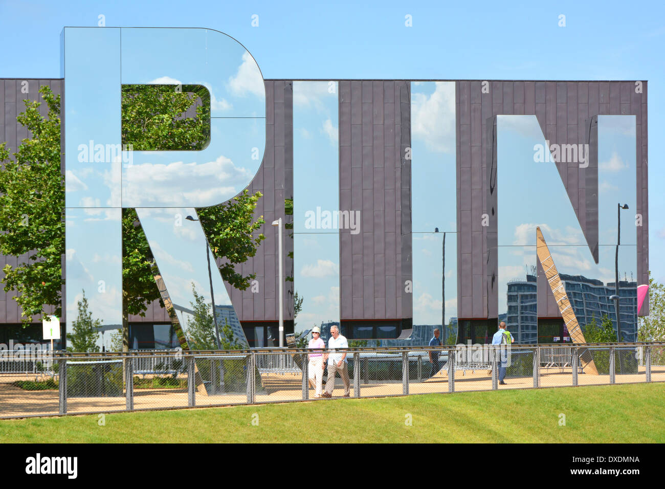 Big reflective letters spelling out RUN outside the Copper Box venue in ...