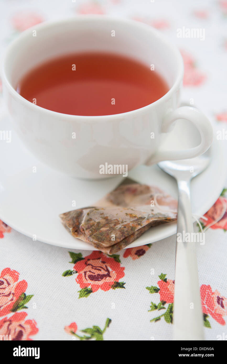 Cup of Tea with Used Tea Bag, Studio Shot Stock Photo - Alamy