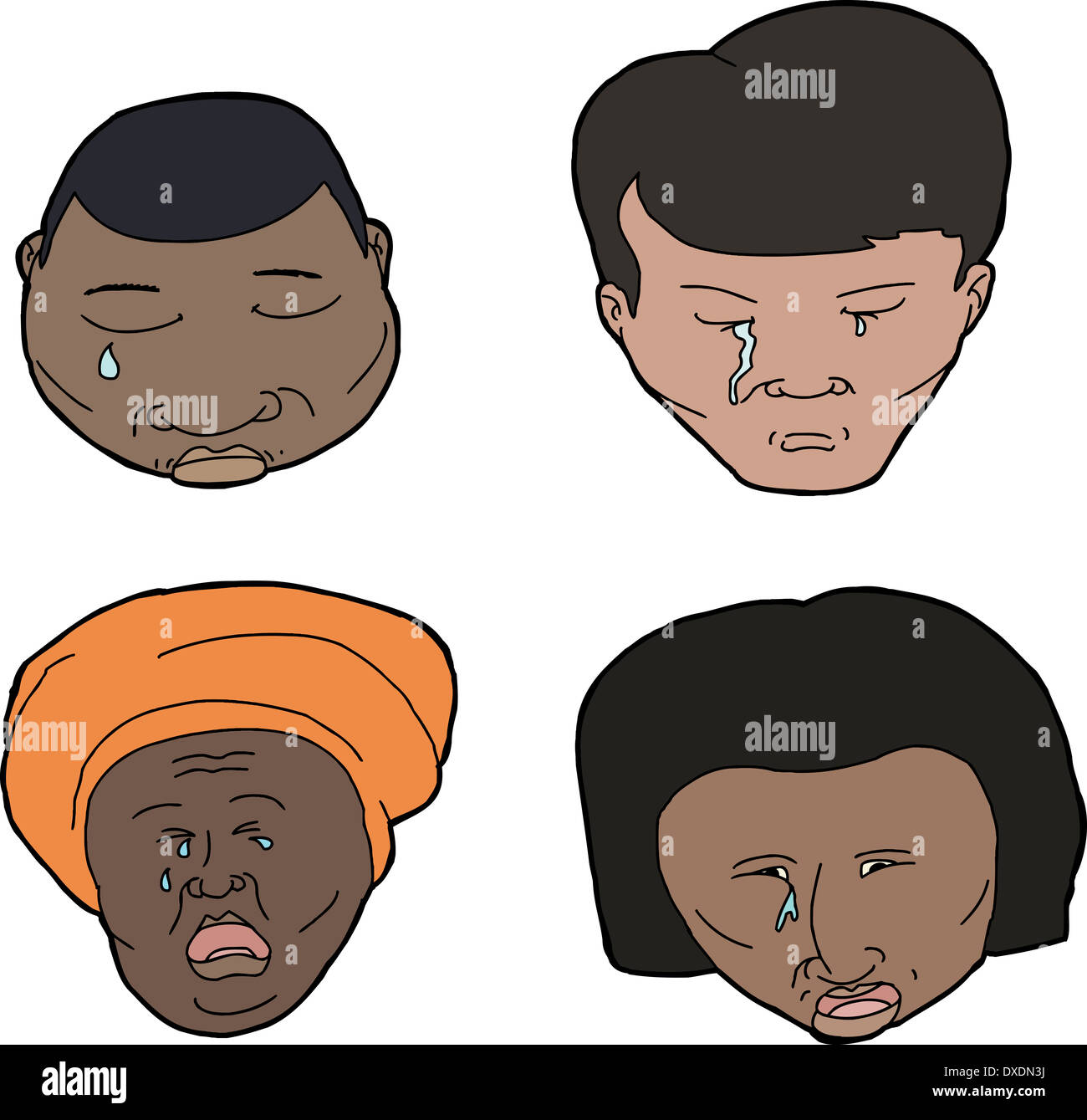 Set of African, Asian and Hispanic people crying Stock Photo - Alamy