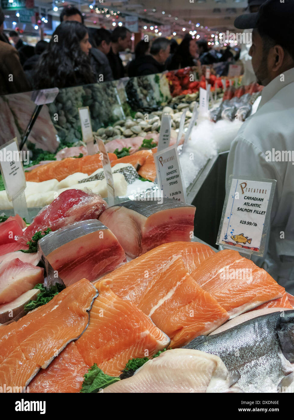 Canadian Atlantic Salmon Fillet Display, Fresh Seafood Section, Food ...