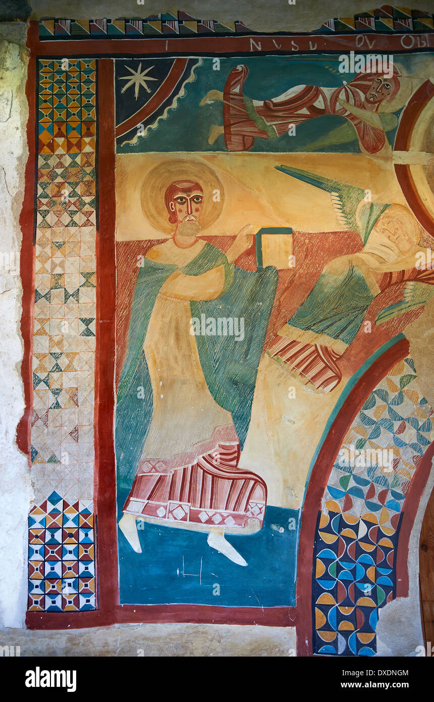 Twelfth century restored Romanesque Fresco paintings around the ...