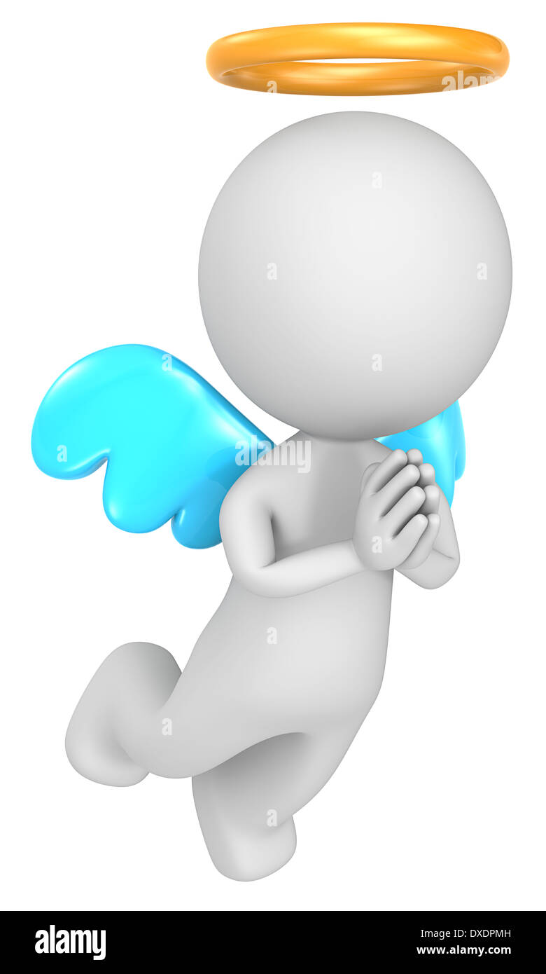Dude the Angel. 3D little human character. Isolated Stock Photo - Alamy