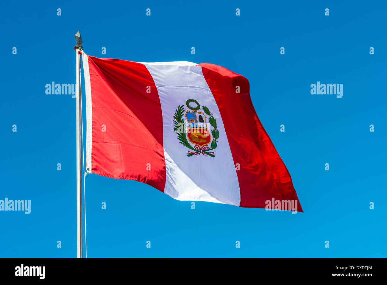 Peruvian Flag in the peruvian Andes at Puno Peru Stock Photo - Alamy