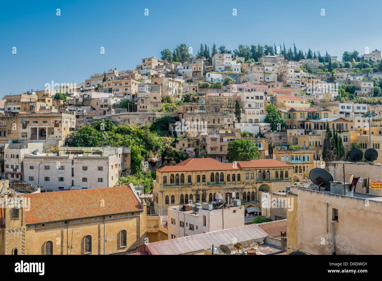 Salt, Jordan - May 6, 2013: panorama of the city of Salt in Jordan on ...
