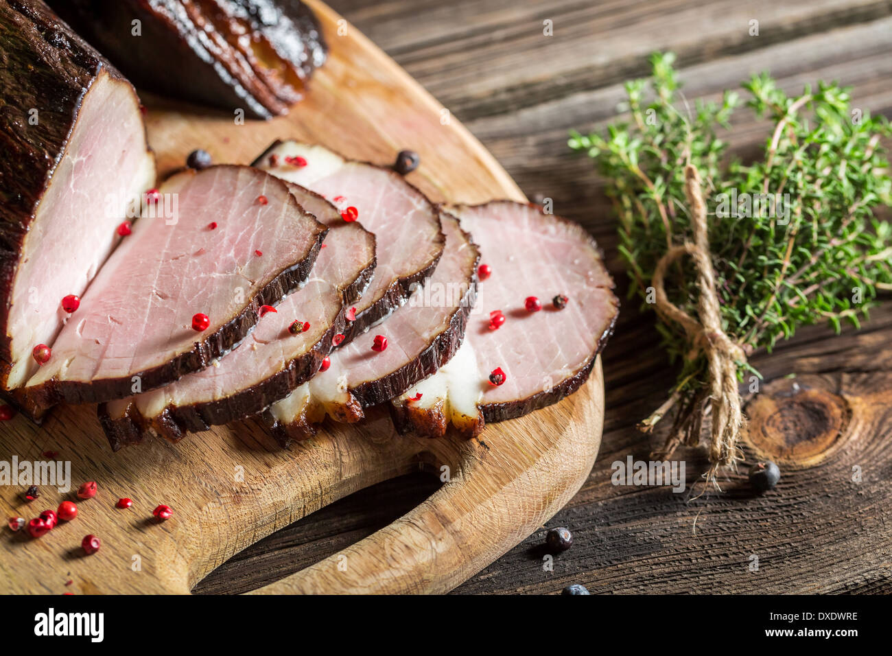 Delicious smoked homemade ham cooked Stock Photo - Alamy