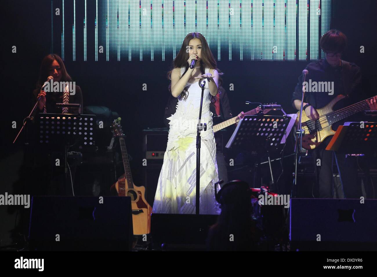 Taipei, China. 22nd Mar, 2014. Singer Kay Tse holds concert at ATT show ...