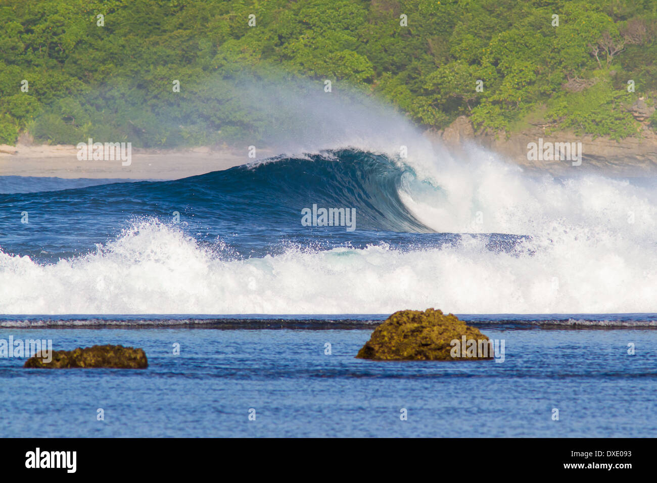 Perfect ocean wave.Indian ocean.Indonesia Stock Photo - Alamy