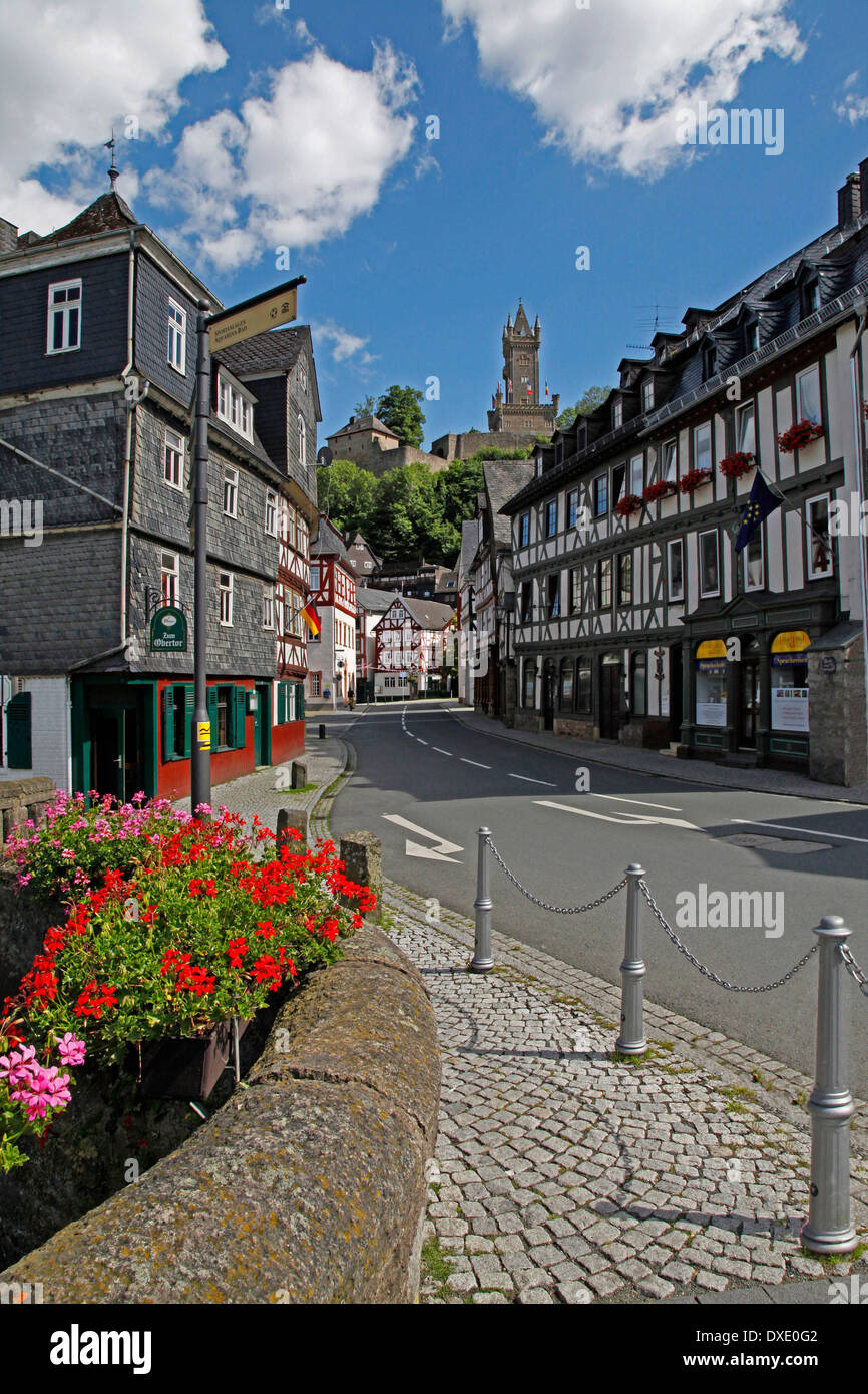 Old town, Wilhelmsturm tower, Dillenburg, district Lahn-Dill-Kreis ...
