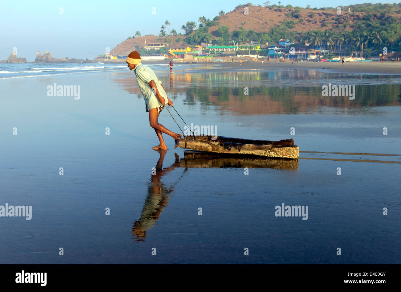 Fisherman at Goa Beach, India Stock Photo - Alamy
