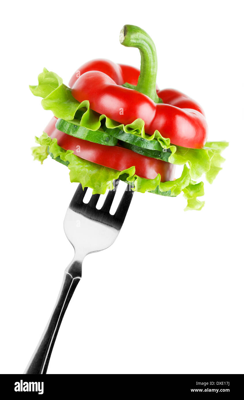 Vegetables on the fork. Healthy food Stock Photo - Alamy