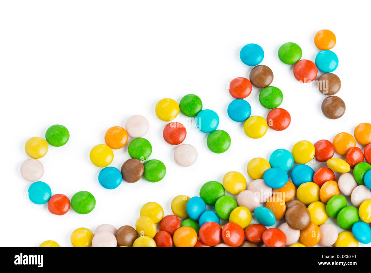 Candy word made of colorful candies on white background Stock Photo - Alamy