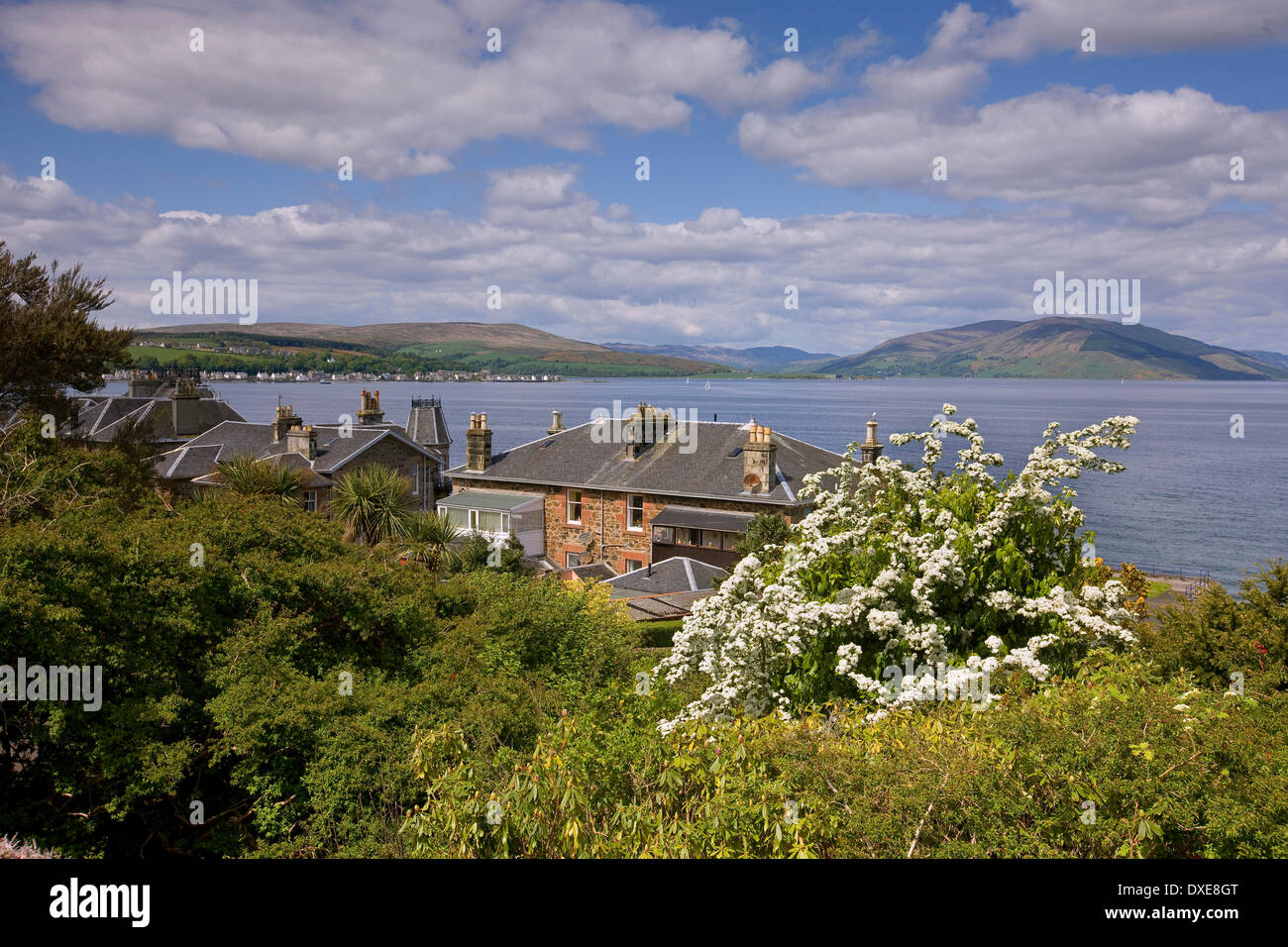 Summer view across Rothesay towards the Clyde looking north, Isle of ...