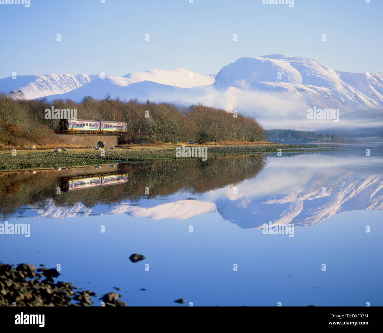 156 Scotrail sprinter runs alongside Loch Eil with the Mallaig to Fort ...