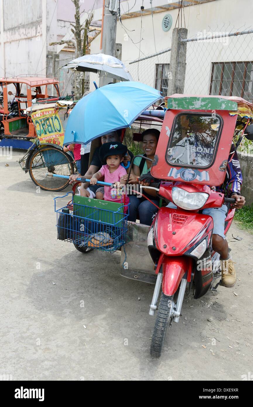 Motorcycle taxi in tacloban city on the Philippines, 10.03.2014 ...