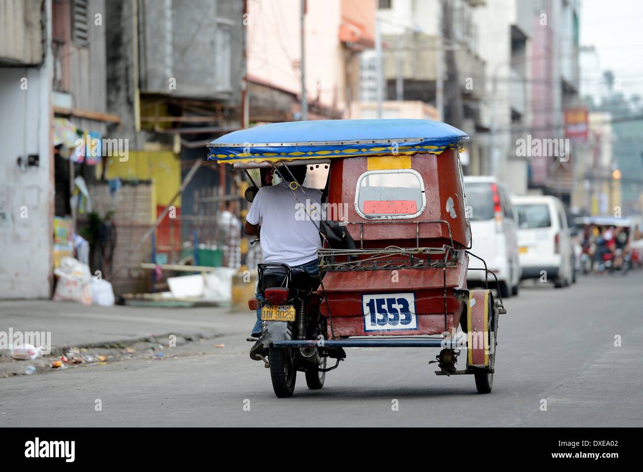 Motorcycle taxi in tacloban city on the Philippines, 10.03.2014 ...