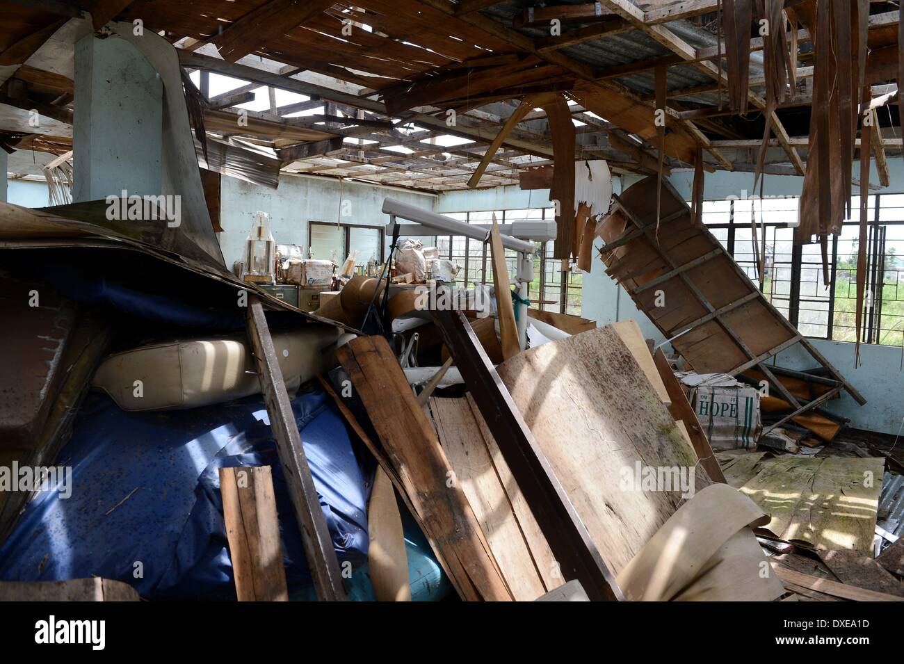 Destroyed buildings after the super typhoon Haiyan on the island leyte ...